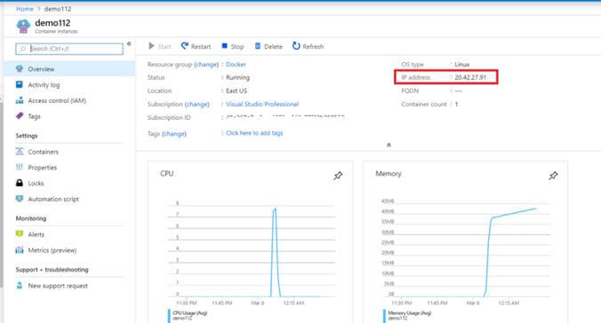 Working With Azure Container Instances